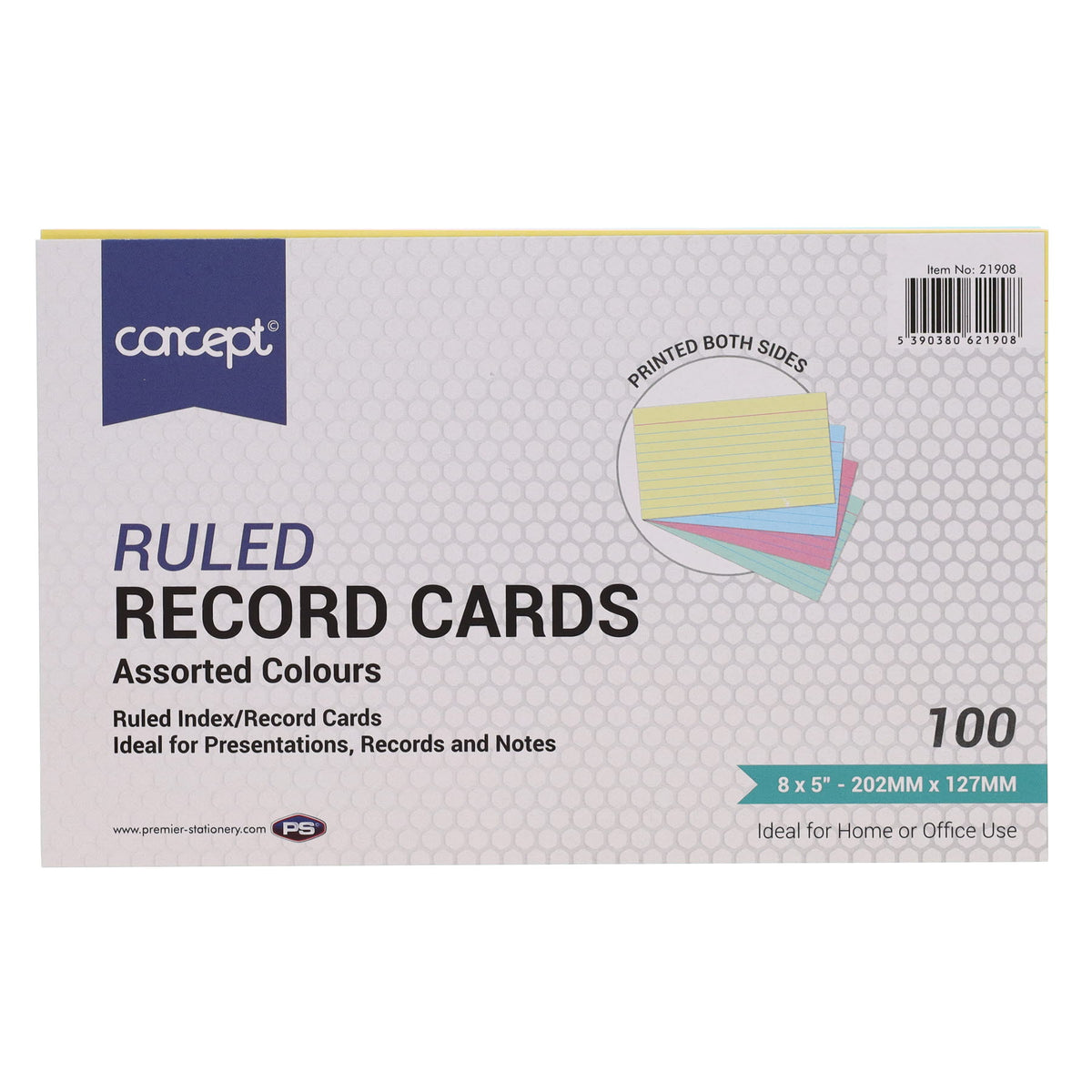 Concept 8 x 5 Ruled Record Cards - Colour - Pack of 100 | Buy Online at ...