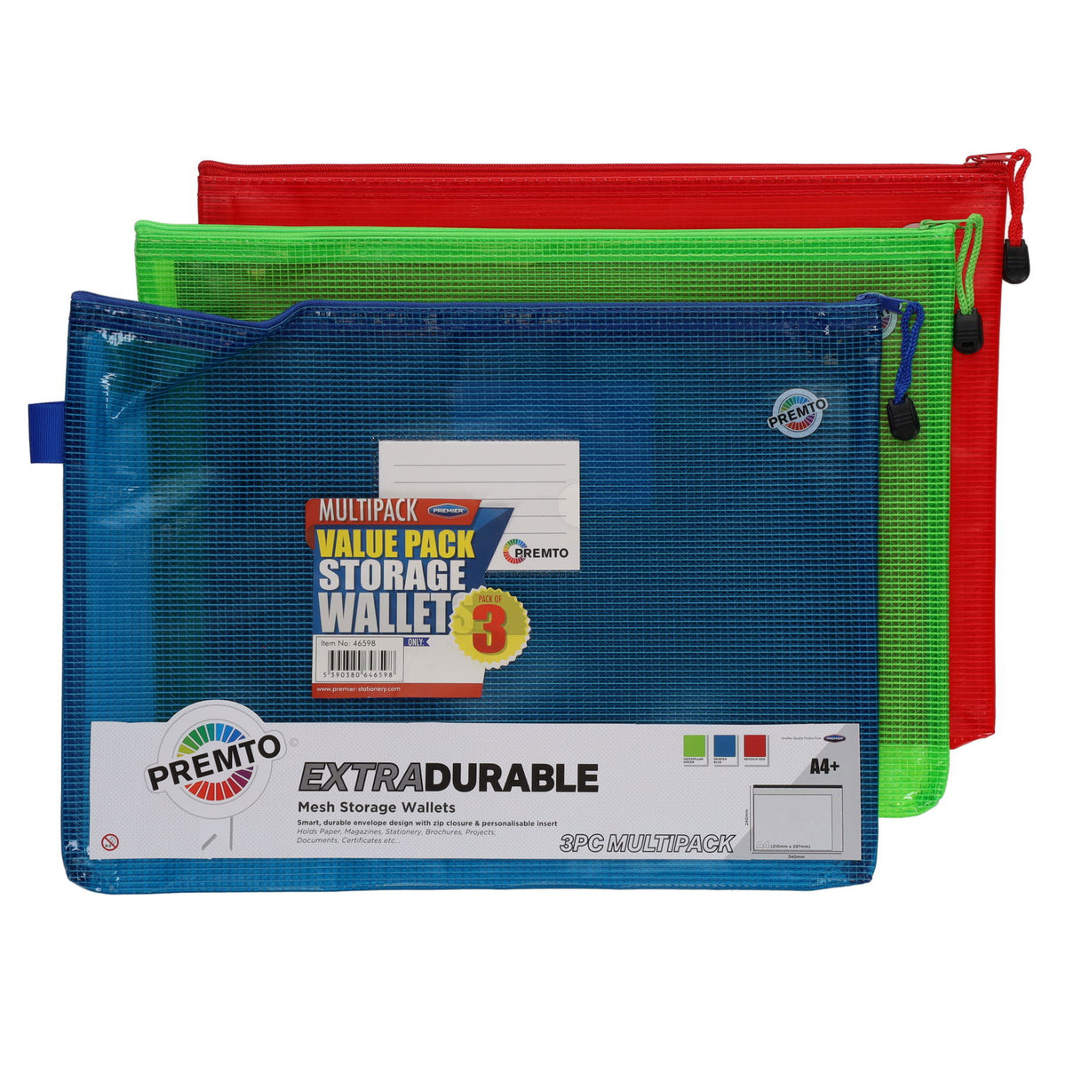 Premto Multipack | A4+ Extra Durable Mesh Storage Wallet - Pack of 3 ...