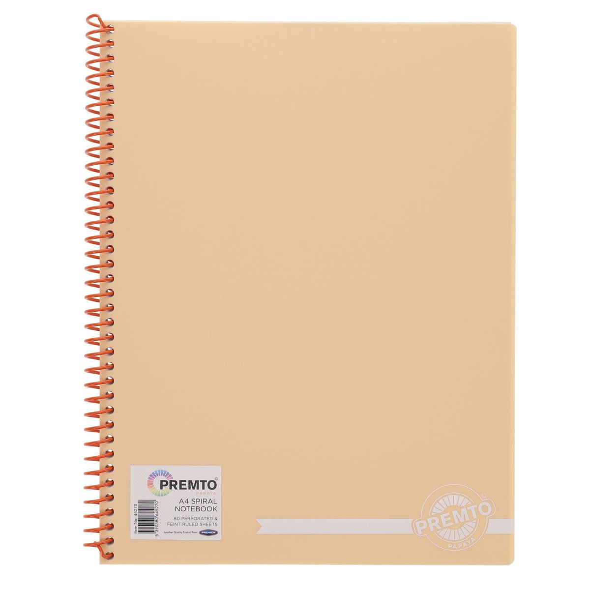 Premto Pastel A4 Spiral Notebook PP - 160 Pages - Papaya | Buy Online ...