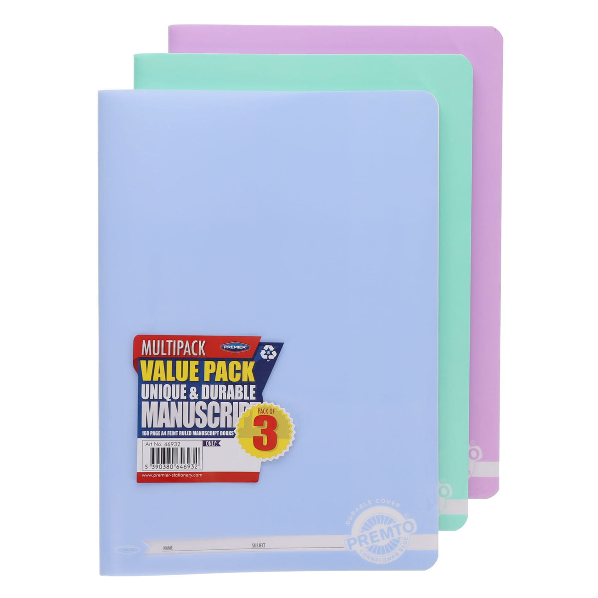 Premto Pastel Multipack | A4 Durable Cover Manuscript Book - 160 Pages ...