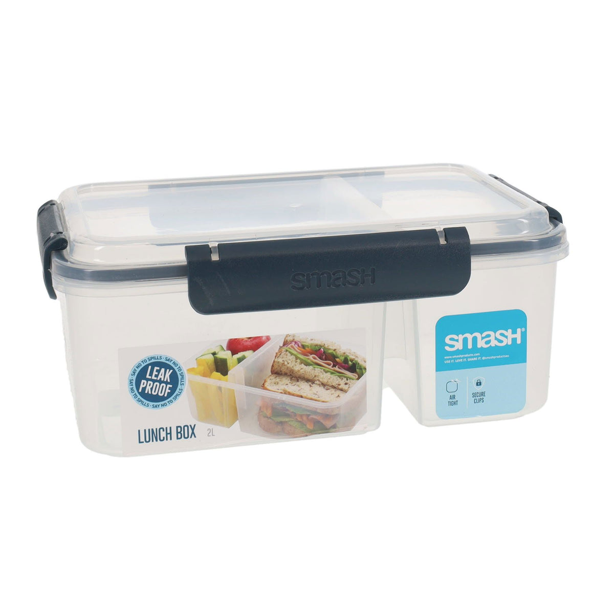 Smash Leakproof Divided Lunch Box - 2L - Black | Buy Online at ...