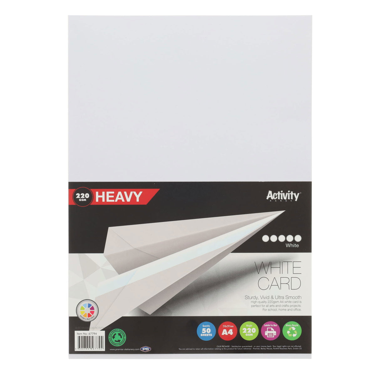 Premier A4 Heavy Card - 220gsm - White - 50 Sheets | Buy Online at ...