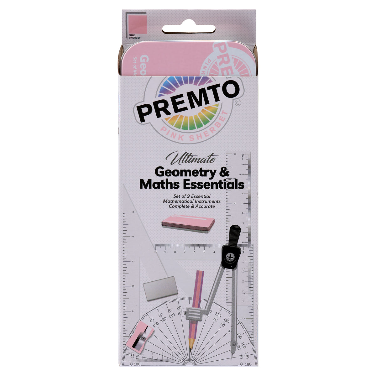 Premto Maths Set - Pink Sherbet - 9 Pieces | Buy Online at Stationery Shop