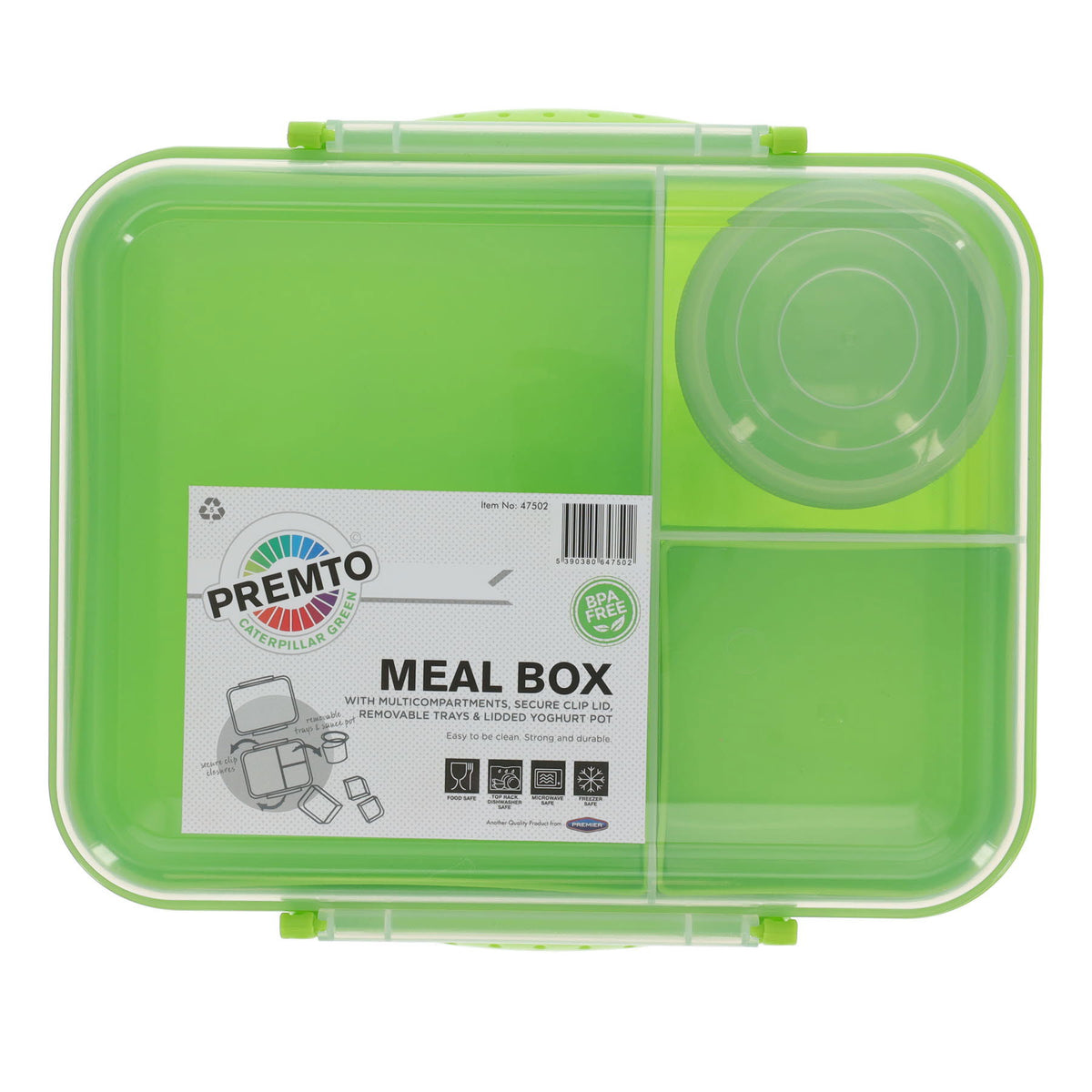 Premto Meal Box With Multicompartments - Caterpillar Green – Stationery ...
