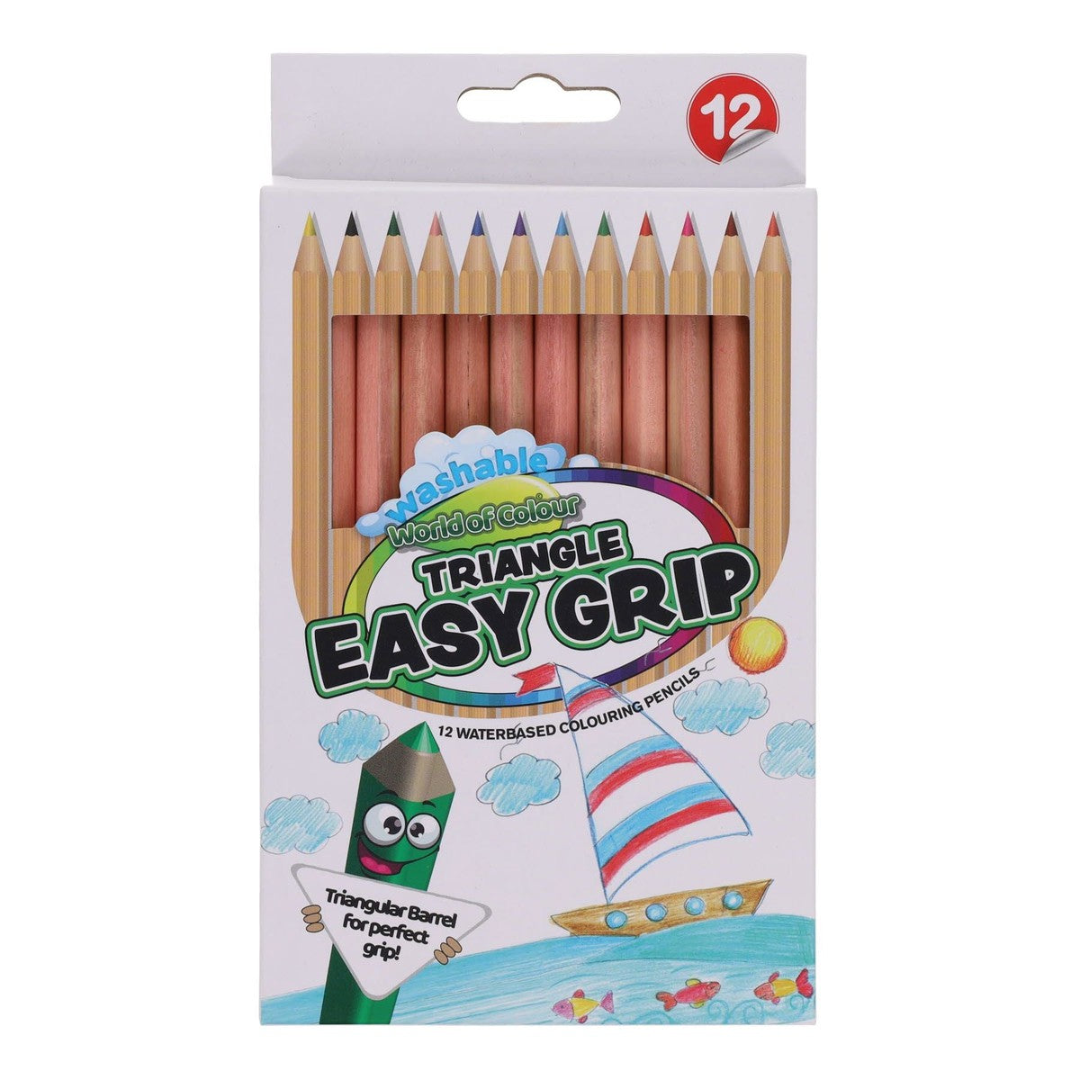 World of Colour Jumbo Triangle Easy Grip Colour Pencils - Pack of 12 ...